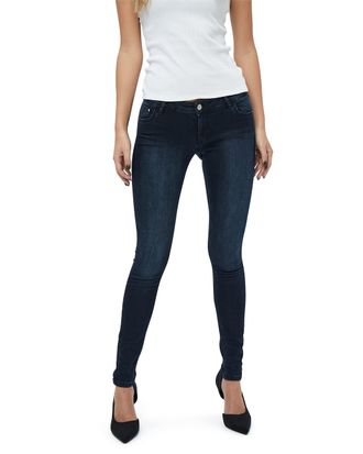 Desires Lola Low Power Damen Jeans Gr&ouml;&szlig;e 26 | Blaues Jeans Damen | Enge Low Waist Jeans Damen | Damen Hosen Mit Niedriger Taille
