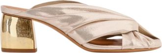 Forte_Forte Femme, Chaussures, Rose, Taille: 38 EU Sandale &agrave; brides crois&eacute;es en cuir lamin&eacute;