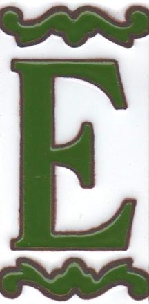 Generic Hausnummern und Buchstaben, Keramik, Grün und Weiß, Fliesengröße: 10 cm x 5 cm, 2 bis 13 Fliesenrahmen (Buchstabe E)