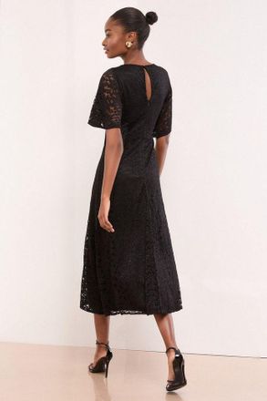 Lipsy Midikleid Lipsy Kurz&auml;rmeliges Midikleid mit Spitzendetail (1-tlg)