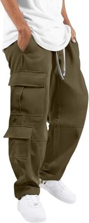 Generic Pantalon de surv&ecirc;tement baggy contrast&eacute; passepoil&eacute; surdimensionn&eacute; pantalon cargo unisexe d&eacute;contract&eacute;, Vert, XXL