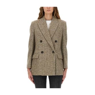 Brunello Cucinelli Zweireihiger Blazer mit Monili-Kette - - Jackets - Damen - Beige - M