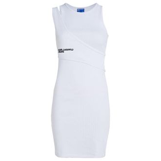 Karl Lagerfeld Ribbed Tank Dress, White, L