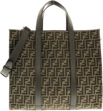 Fendi Sac Tote en Toile et Cuir de Veau Pre-owned - Homme - Pre-owned - Brun - Taille: ONE Size