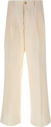 Laneus Homme, Pantalons, Blanc, Taille: XL Pantalon large en lin et viscose