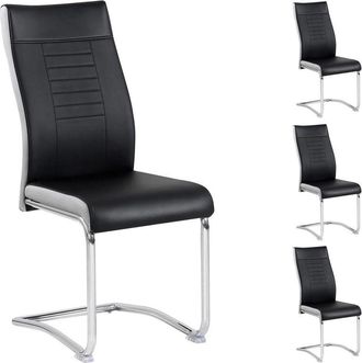 IDIMEX Lot de 4 chaises de salle à manger LOANO - Noir et gris