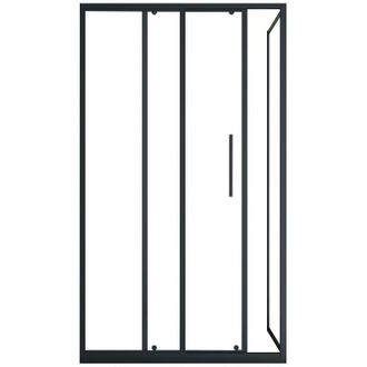 Vente-Unique Paroi de douche avec porte coulissante noir mat style industriel - 120 x 80 x 195 cm - TORONI