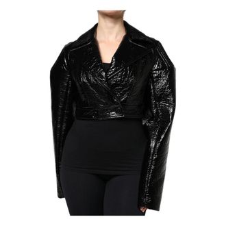 Dolce & Gabbana Schwarze Lederjacke im Cropped-Stil - - Jackets - Damen - Schwarzk - S