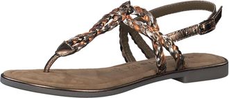 Tamaris Damen Sandalen Zehentrenner Leder Sommer; BRONCE COMBINED/metallic; 36 EU