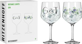 Ritzenhoff 3881001 Gin-Glas 700 ml - 2er-Set - Serie Botanic Lights - 2 Kelche mit Motiv und Spruch - Made in Germany