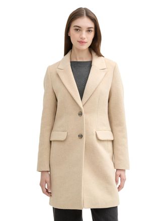 Tom Tailor Damen Mantel mit Reverkragen,19663 - Light Camel Melange, L