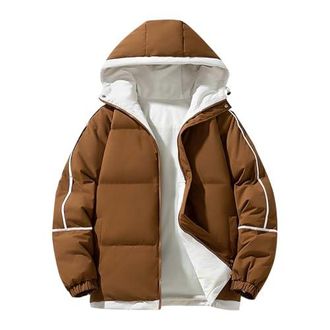 Generic Vestes dhiver pour femmes, manteau matelassé à capuche et col rabattable, haut à capuche matelassé, manteau court uni, couleur unie, doudoune légère p