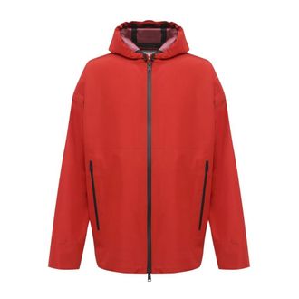 Bottega Veneta Wasserabweisende Windbreaker-Jacke mit Kordelzug - - Jackets - Herren - Rot - XS