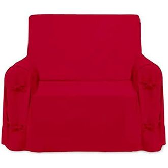 Soleil d'Ocre Housse de Fauteuil en Coton Panama Rouge, 90x270 cm