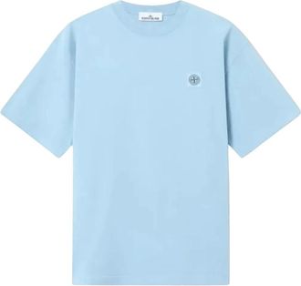 Stone Island Homme, Tops, Bleu, Taille: M T-shirt en jersey de coton peign&eacute;
