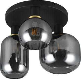 Trio Leuchten Deckenleuchte Diva 619800332, Metall Schwarz matt, Glas Chrom bedampft, exkl. 3x E27