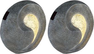 Globo Lighting Solarleuchten Steinoptik f&uuml;r Au&szlig;en Gartenskulptur f&uuml;r Au&szlig;en Solarlicht Au&szlig;en wetterfest Tischlampe Gartendeko, grau, Akku, LED warmwei&szlig;, 2er Set