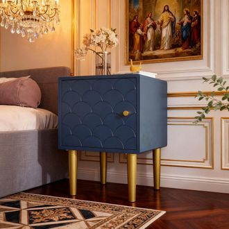 Generic 50x35x35 cm Nachttisch in Marineblau, praktischer Nachtschrank und Beistelltisch mit universeller Schlafzimmerkompatibilität