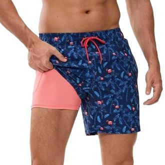 Generic HUIWDP Short de bain d&eacute;t&eacute; tendance en polyester pour homme S&eacute;chage rapide Taille &eacute;lastique Pantalon de plage Traje De Ba&ntilde;o, A40., XXL