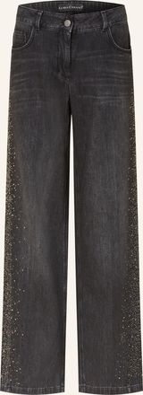 Luisa Cerano Luisa Cerano Wide Leg Jeans Mit Schmucksteinen schwarz