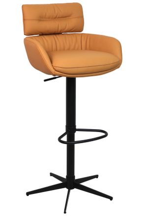 Dieter Knoll Collection Barhocker, Schwarz, Cognac, Metall, Leder, Echtleder, Rindleder, X-Form, 54x99-116.5x52 cm, SGS-gepr&uuml;ft, Lederauswahl, Sitzfl&auml;che 360&deg; drehbar, Esszim