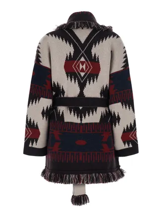 Alanui Womens Cardigan Icon Jacquard Multicolour Wool Tops Top