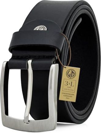 Lindenmann ceinture homme de cuir de buffle, 40 mm large et 3,8 mm fort, ajustable, ceinture, ceinture de cuir, ceinture pour jeans, XL, noir/marron fonc&eacute;, Gr&ouml;&szlig;e