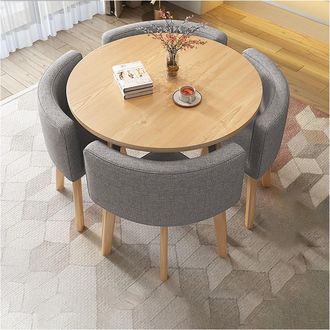 Generic Esstisch mit 4 St&uuml;hlen, modernes rundes Tisch-St&uuml;hle-Set, Balkon-Wohnzimmer-Esstisch, wasserdicht und Anti-Macchia, for kleine R&auml;ume(8 (Reino Unido))