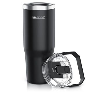 Arendo Thermosflasche to go - Edelstahl Trinkflasche mit Deckel - 900 ml - 100% auslaufsicher - Einhandbedienung - Trink&ouml;ffnung mit Klappverschluss - sp&uuml;lmas