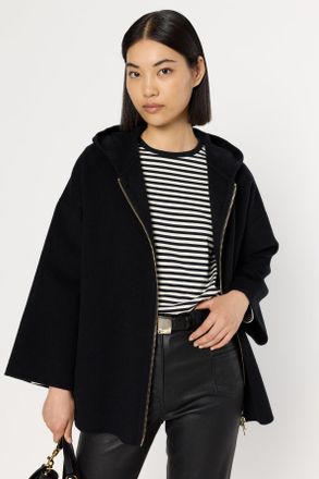 Gerard Darel Veste &agrave; capuche en laine double face - SOLENE - Noir