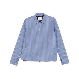 sacai Homme, Chemises, Bleu, Taille: S Chemise ray&eacute;e en popeline de coton