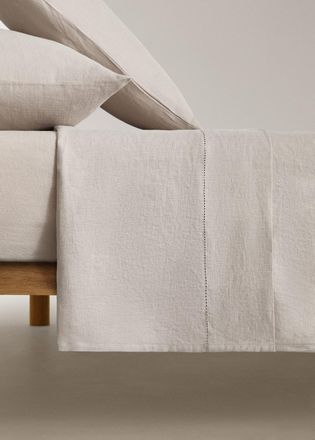 Mango Drap plat enfant lin lavé lit 90 cm marron moyen - Home - Lit 90 cm - MANGO HOME