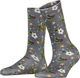 Burlington Damen Socken Christmas W So Baumwolle gemustert 1 Paar, Grau Light Grey Melange 3390 Fancy Christmas, 36-41