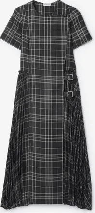 Burberry Robe kilt en laine mélangée Check, Size: 06