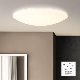 Lightbox LED Deckenlampe mit Sternenglanz & CCT & Nachtlicht & Timer - dimmbar per Fernbedienung - Deckenleuchte - &Oslash; 58 cm - 60 W - 7000 lm, 3000-6500 K - aus 