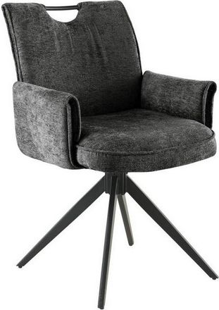 MID.YOU Mid.you Armlehnstuhl, Dunkelgrau, Holz, Metall, Textil, Pappel, Sperrholz, Flachrohr, 64x90x63 cm, Esszimmer, St&uuml;hle, Esszimmerst&uuml;hle, Armlehnenst&uuml;hle