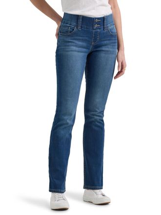 Lee Damen Hineinschl&uuml;pfen, Glatter, Gerades Bein Jeans, Mittlere Schattierung, 38