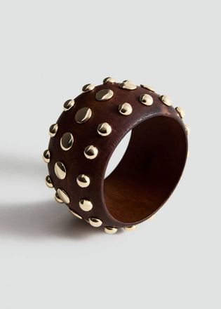 Mango Bracelet bois &agrave; clous marron - Femme - Taille unique - MANGO