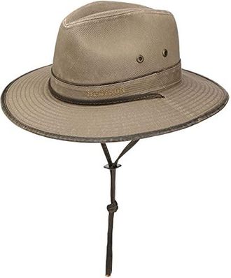 Stetson Chapeau en Coton Tarnell Traveller Femme/Homme - Tissu DEte pour Homme avec Doublure, jugulaire Printemps-ete Ete - XXL (62-63 cm) Beige