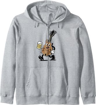 Giant Step Design Co. Cute Bluegrass Mandolin & Beer Funny Folk Festival Cartoon Kapuzenjacke