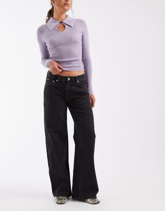 Arket jean large taille basse Elm d&eacute;lavage noir