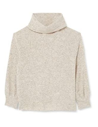 Cream Womens Rollneck Turtleneck Long Balloon Sleeves Pullover Sweater, Oat Melange