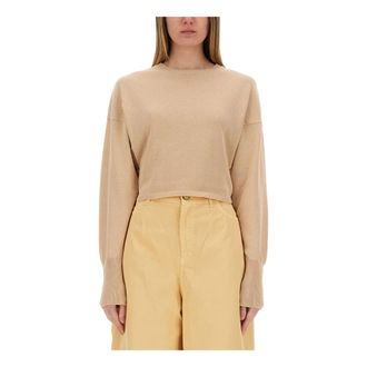 Alysi Maglia Cropped Cotone Crepe - - Knitwear - Damen - Beige - M