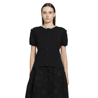 Simone Rocha Pointelle Puff Sleeve Cardigan