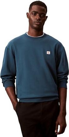 Calvin Klein 400Gsm Trry Bdg Crwn Lv04Rc273G Sweatshirts, Blue (Navy Teal), L Homme
