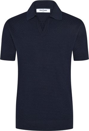 Gran Sasso Feinstrick-Poloshirt in Wabenstruktur mit Variokragen in