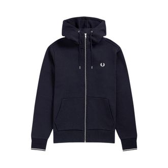 Fred Perry Hoodie mit Rei&szlig;verschluss und gewelltem Saum - - Sweatshirts & Hoodies - Herren - Blau - 2XL