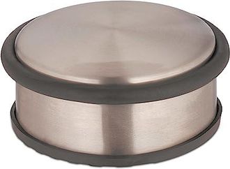 Relaxdays Türstopper, Edelstahl, H x D: 4 x 10 cm, flach & schwer, rutschfest, Türzuschlagbremse mit Gummiring, Bronze