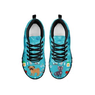 Coloranimal Womens Road Walking Sneakers Gymnastik Sport Athletic Mesh Leichte Wohnungen Funny Tierarzt Printed Black Rubber Schuh DailyShoes EU Größe 37