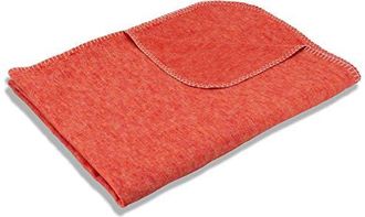 Setex Kuscheldecke, 85% Baumwolle / 15% Polyester, Decke als Zimmer-Deko, Schlafzimmer-Deko und mehr, 200 x 150 cm große Tagesdecke, Orange Uni